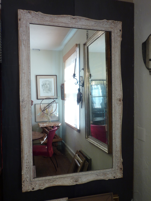 Carved Whitewashed Mirror