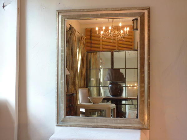 Modern Silver Reeded Mirror