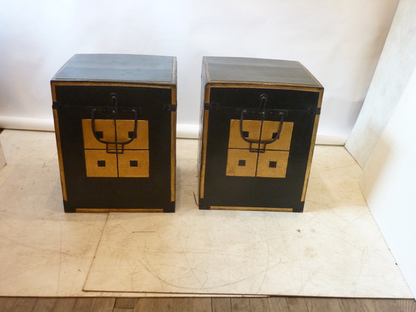 Pair Lacquered Japanese Armor Boxes