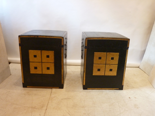 Pair Lacquered Japanese Armor Boxes