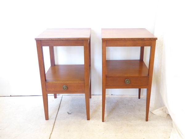 19th C Pair Cherry Night Tables