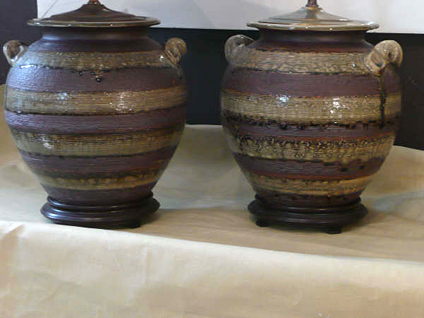 Pair 20th Century Japanese Ceramic Lamps Pair 20th Century Japanese Ceramic Lamps