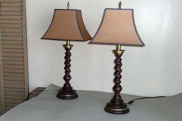 Twisted Wooden Column Lamps